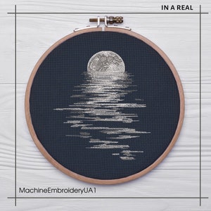 Minimalist Moonlight Machine Embroidery Pattern, Lunar Embroidery ...