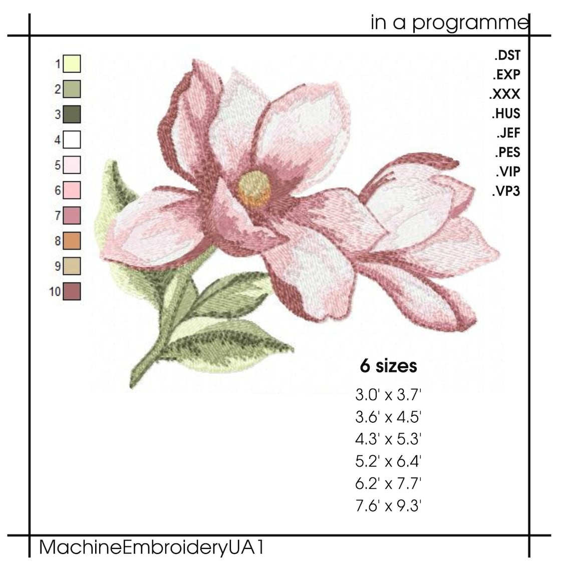 Magnolia Flower Machine Embroidery Design Magnolia Flower - Etsy