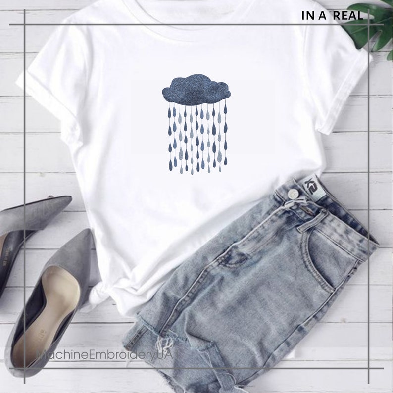Cloud and Rain Machine Embroidery Design Cloud Embroidery - Etsy