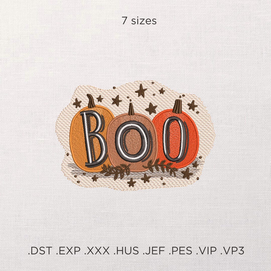 Halloween Machine Embroidery Pattern for Kids, Boo Embroidery Design ...