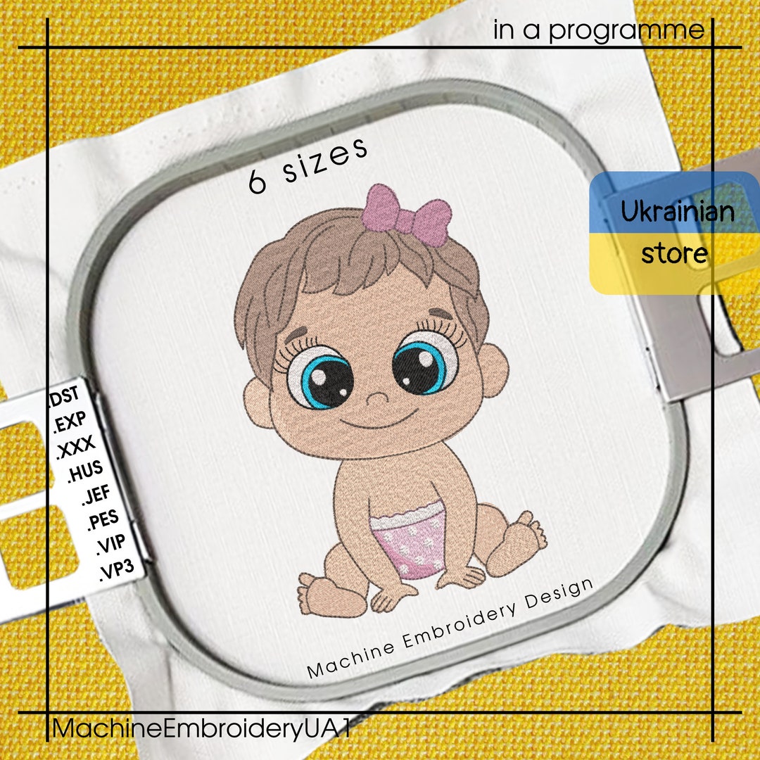 Baby Girl Machine Embroidery Design Cute Baby Pink Embroidery Files 6 ...