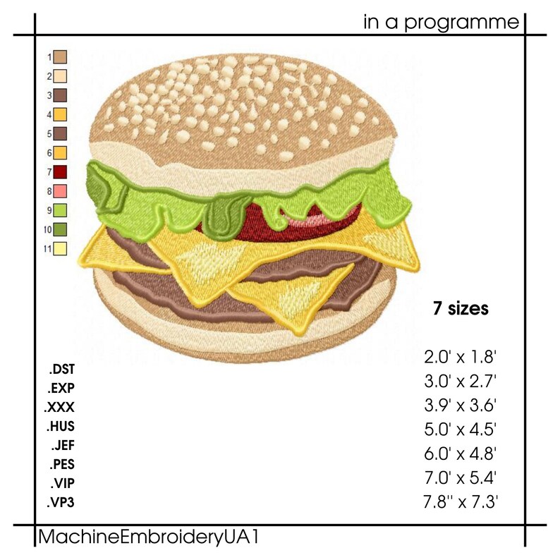 Yummy Burger Machine Embroidery Design, American Burger Embroidery ...