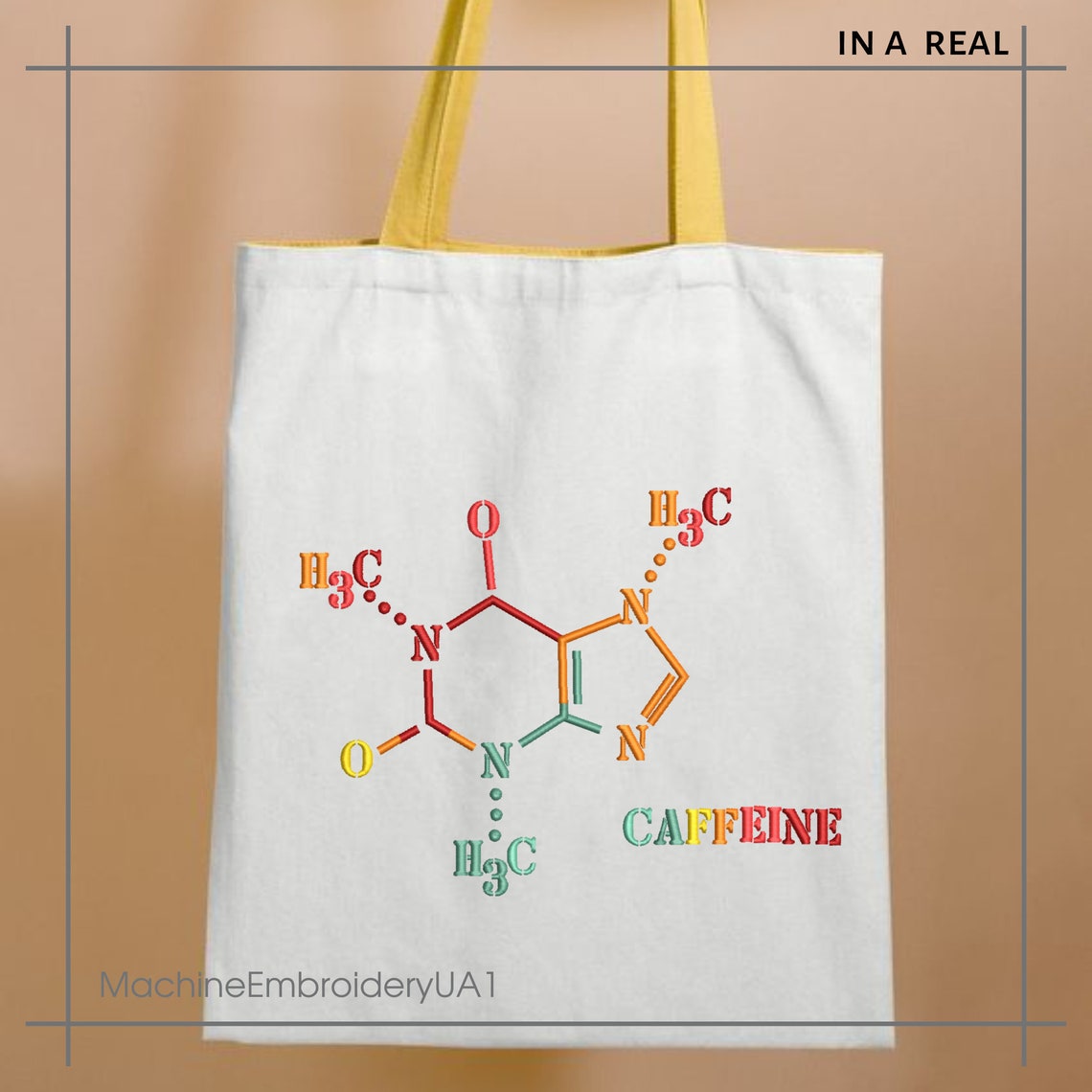 Caffeine Molecule Machine Embroidery Design - Coffee Embroidery Files ...