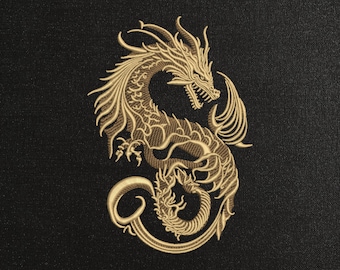 Golden Dragon Machine Embroidery Design - Golden Dragon Embroidery ...