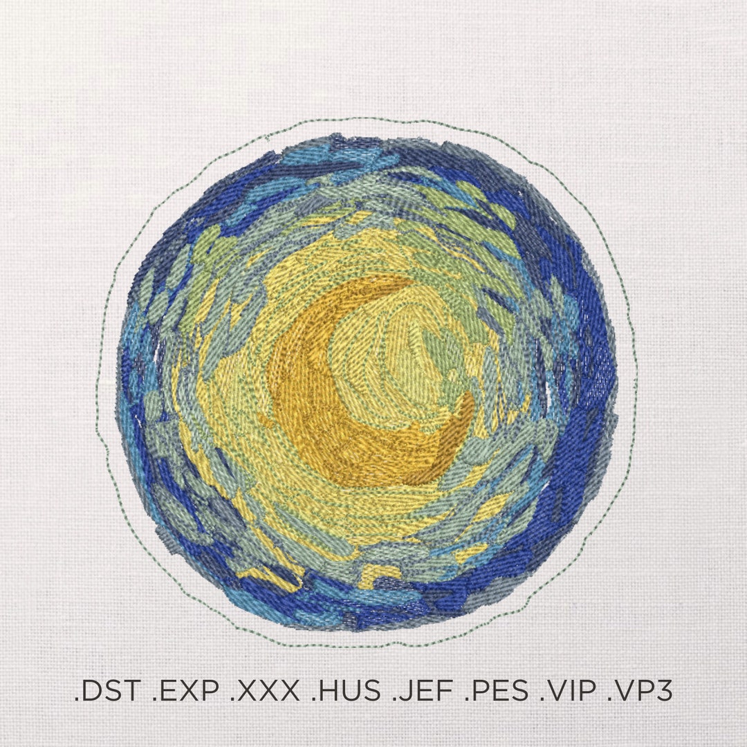Charming Van Gogh Moon Machine Embroidery Design, Van Gogh Art ...