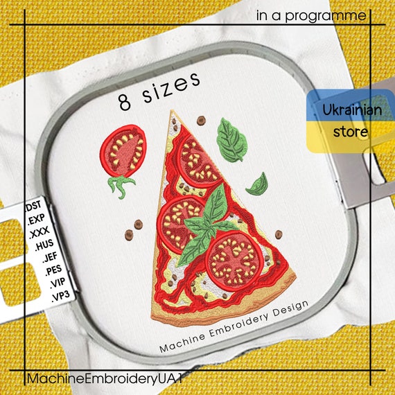 Italian Pizza Machine Embroidery Design Fast Food Digital - Etsy