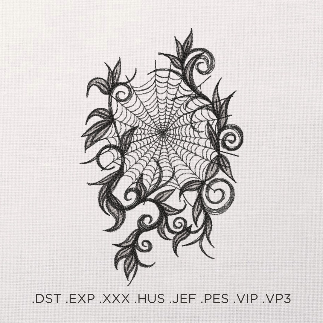 Cobwebs and Flowers Machine Embroidery Design - Spider Web on Halloween ...