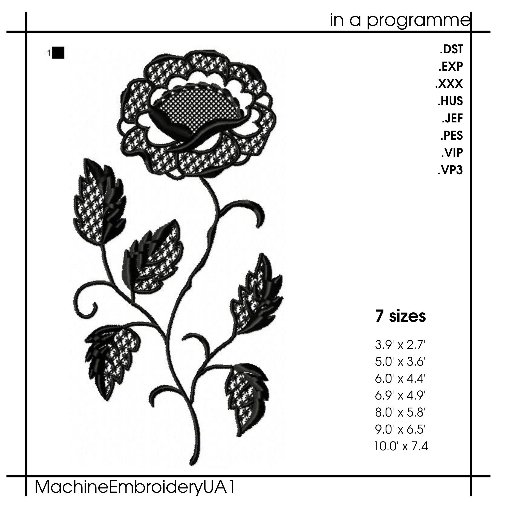 3D Flower Machine Embroidery Design White Satin Stitch - Etsy