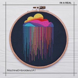 Cloud and Rain Machine Embroidery Design - Rainbow Rain Embroidery ...