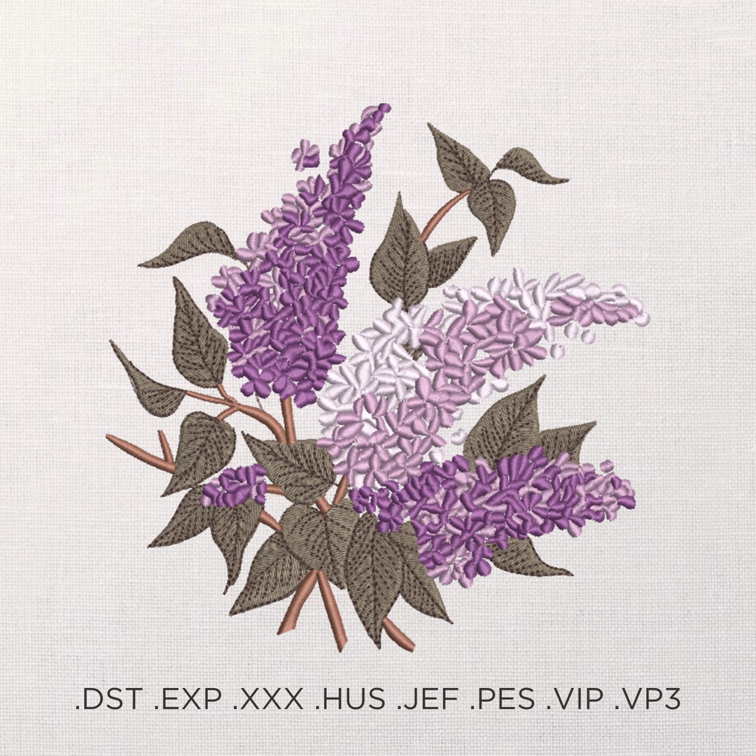 Lilac Flower Machine Embroidery Design - Lilac Embroidery Files - 7 ...