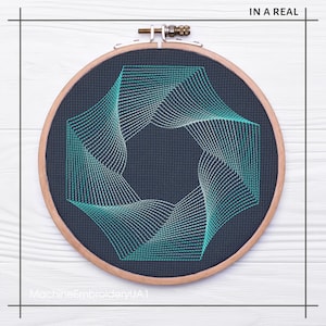 Geometric Machine Embroidery Pattern With Gradient Pink Lines, Modern ...