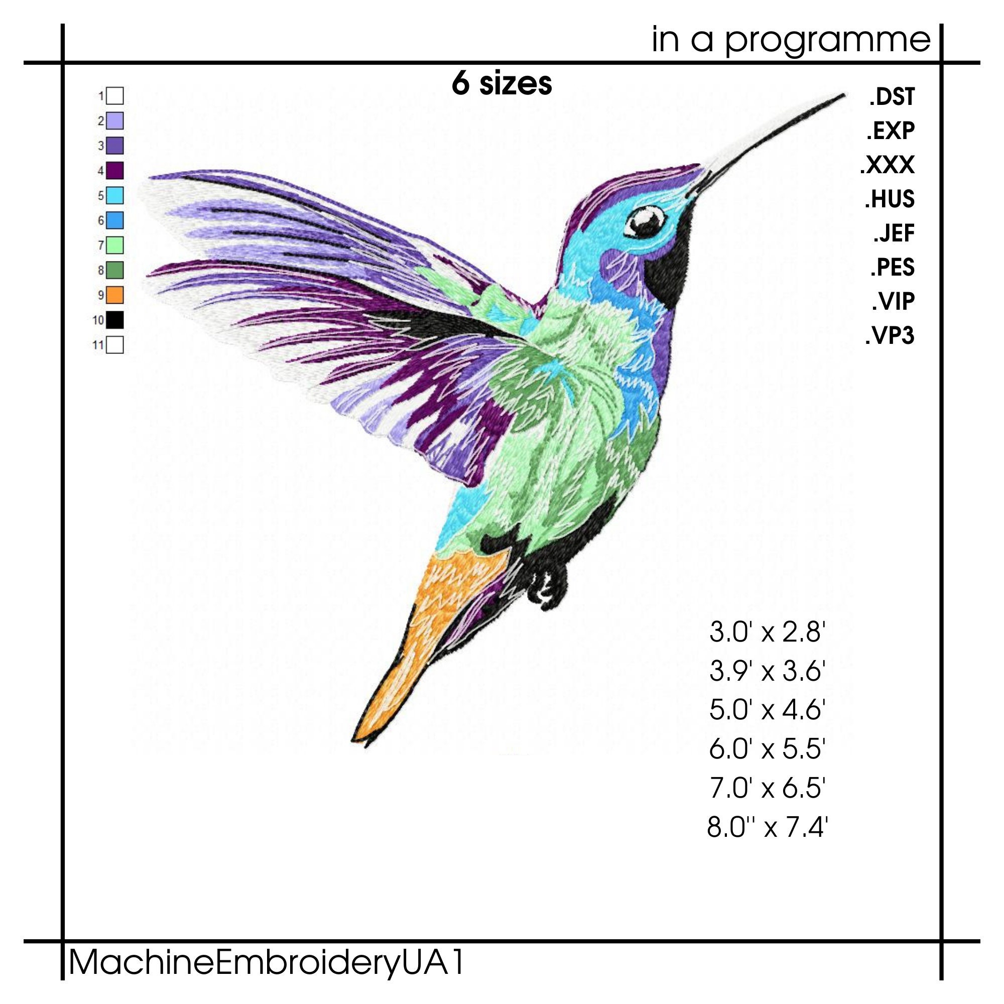 Hummingbird Machine Embroidery Design - Hummingbird Bird of Paradise ...