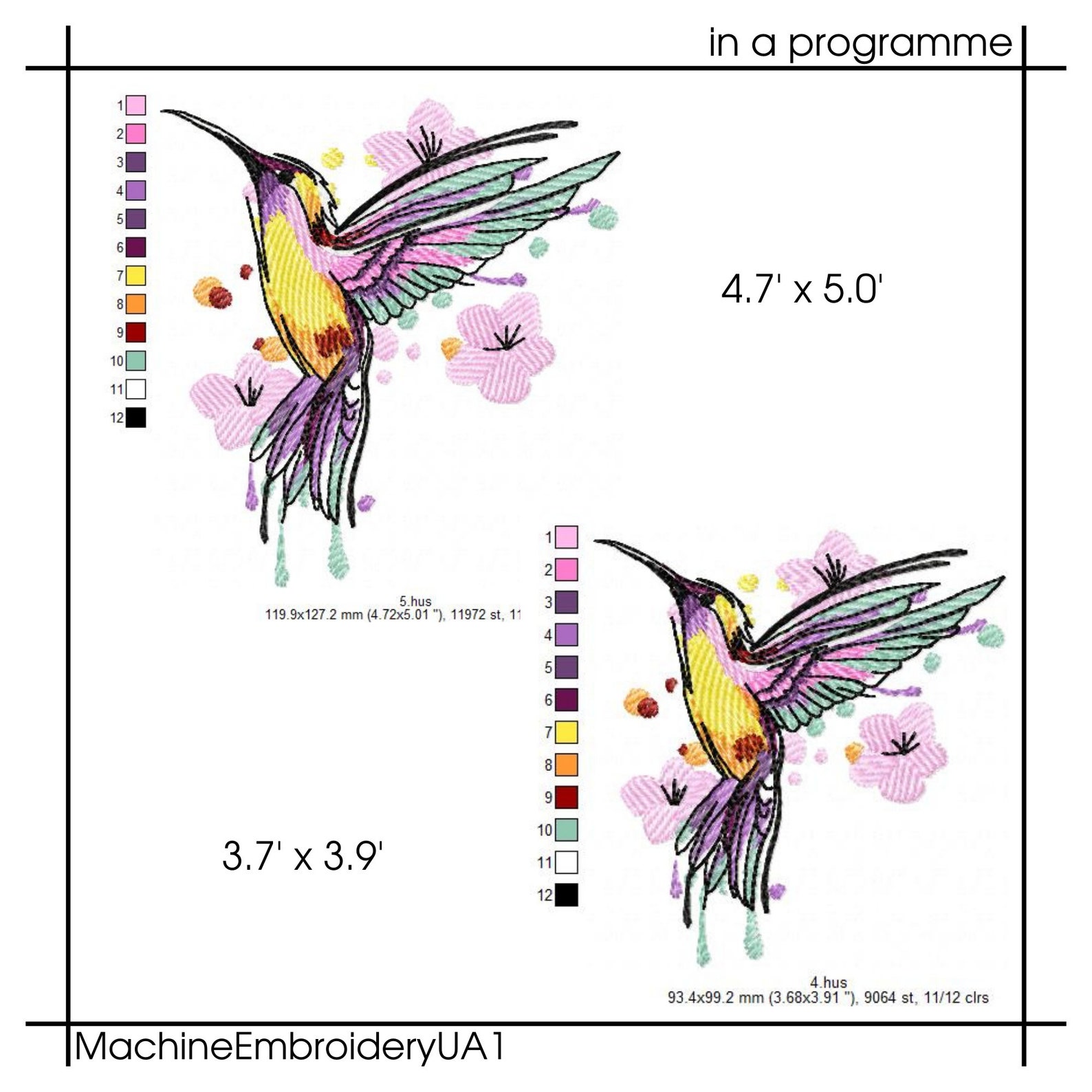 Hummingbird Machine Embroidery Design Hummingbird Bird of - Etsy