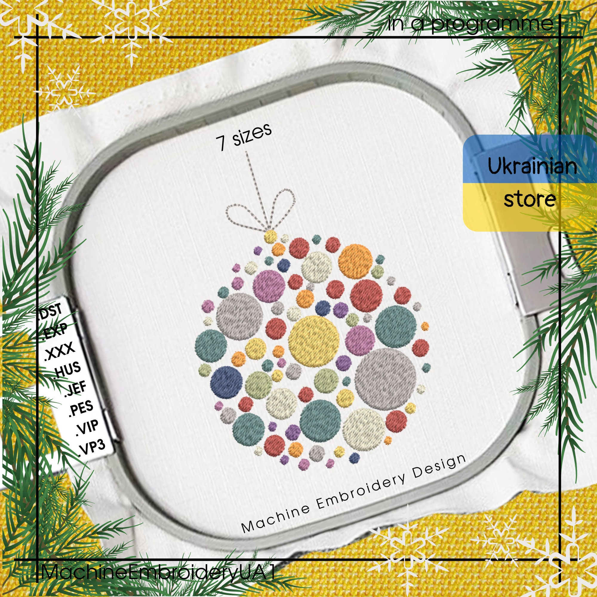 Christmas Ball Machine Embroidery Design Christmas Ball - Etsy