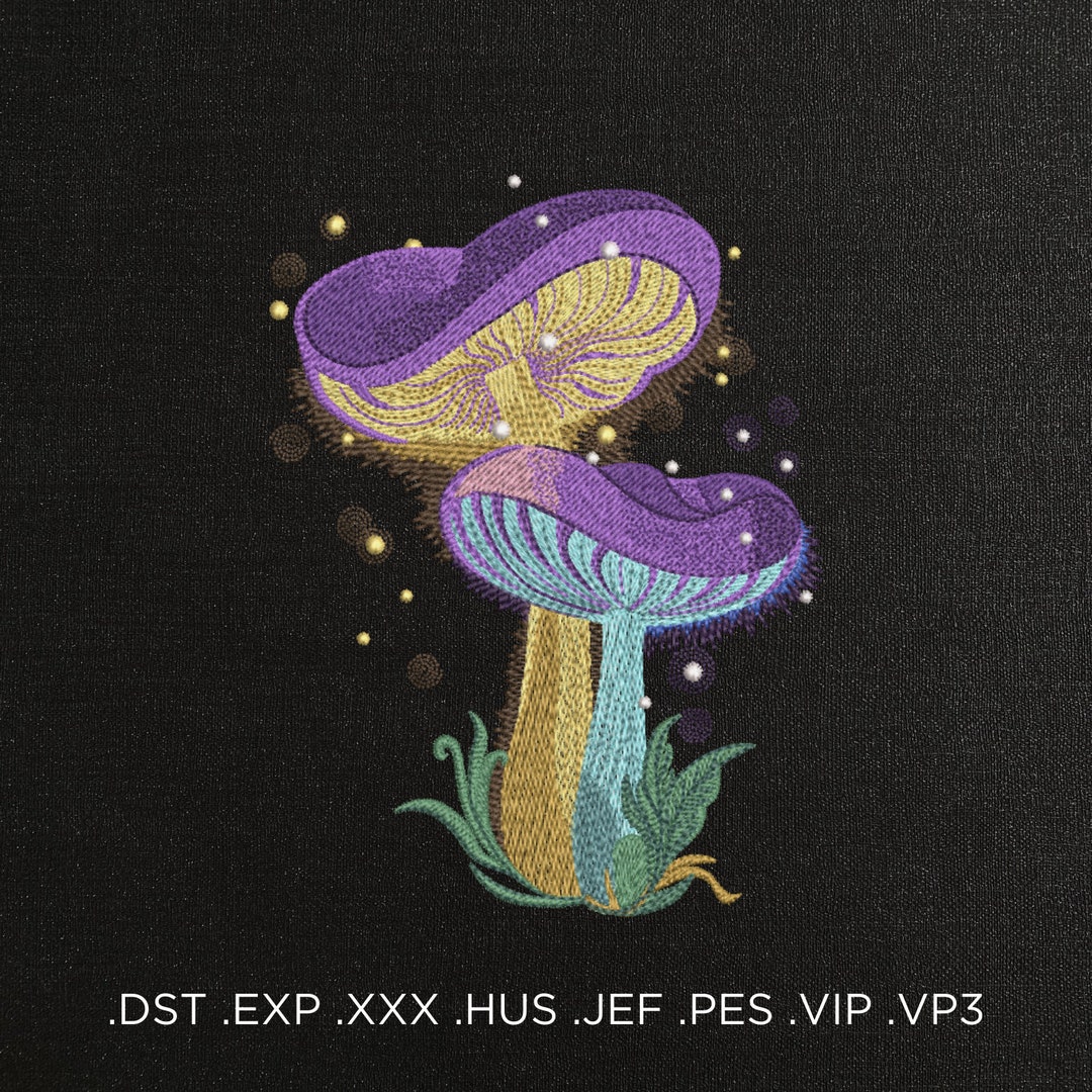 Magic Mushroom Machine Embroidery Design, Fireflies Embroidery Pattern ...
