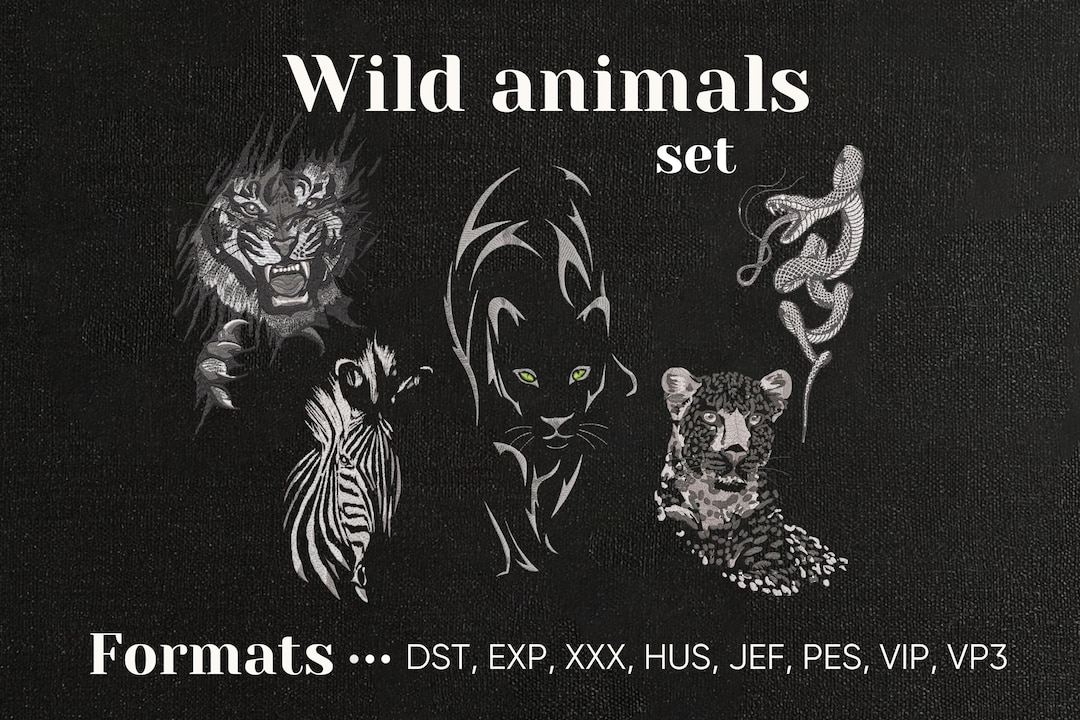 Exclusive Wild Animals Machine Embroidery Pattern, Exotic Animals ...