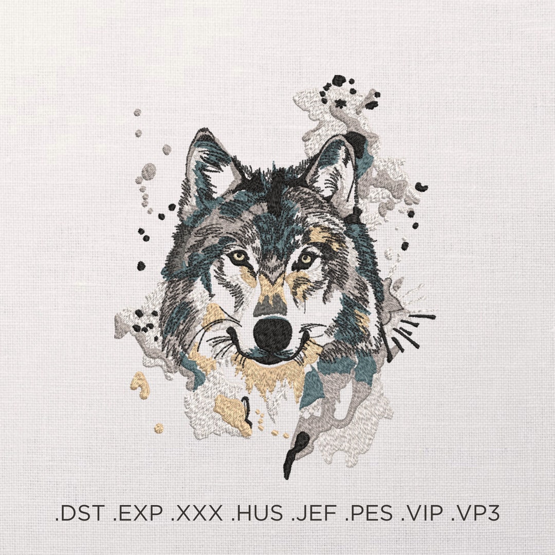 Wolf Watercolor Machine Embroidery Design - Wolf File Embroidery Design ...