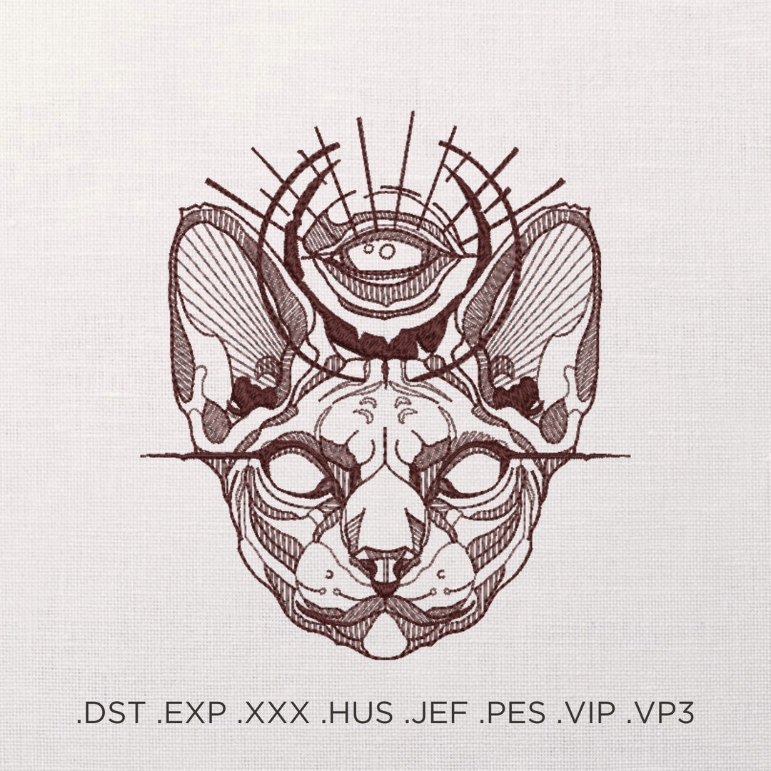 Sphinx Cat Machine Embroidery Design - Sphinx Cat Outline Embroidery ...