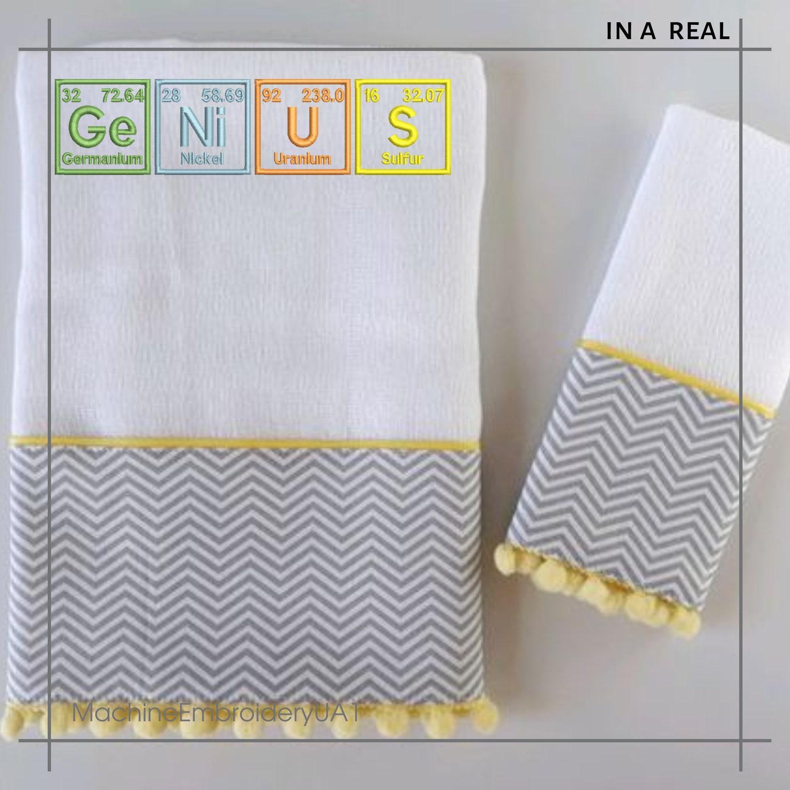 Lettering GENIUS Machine Embroidery Design - Periodic Table Embroidery ...
