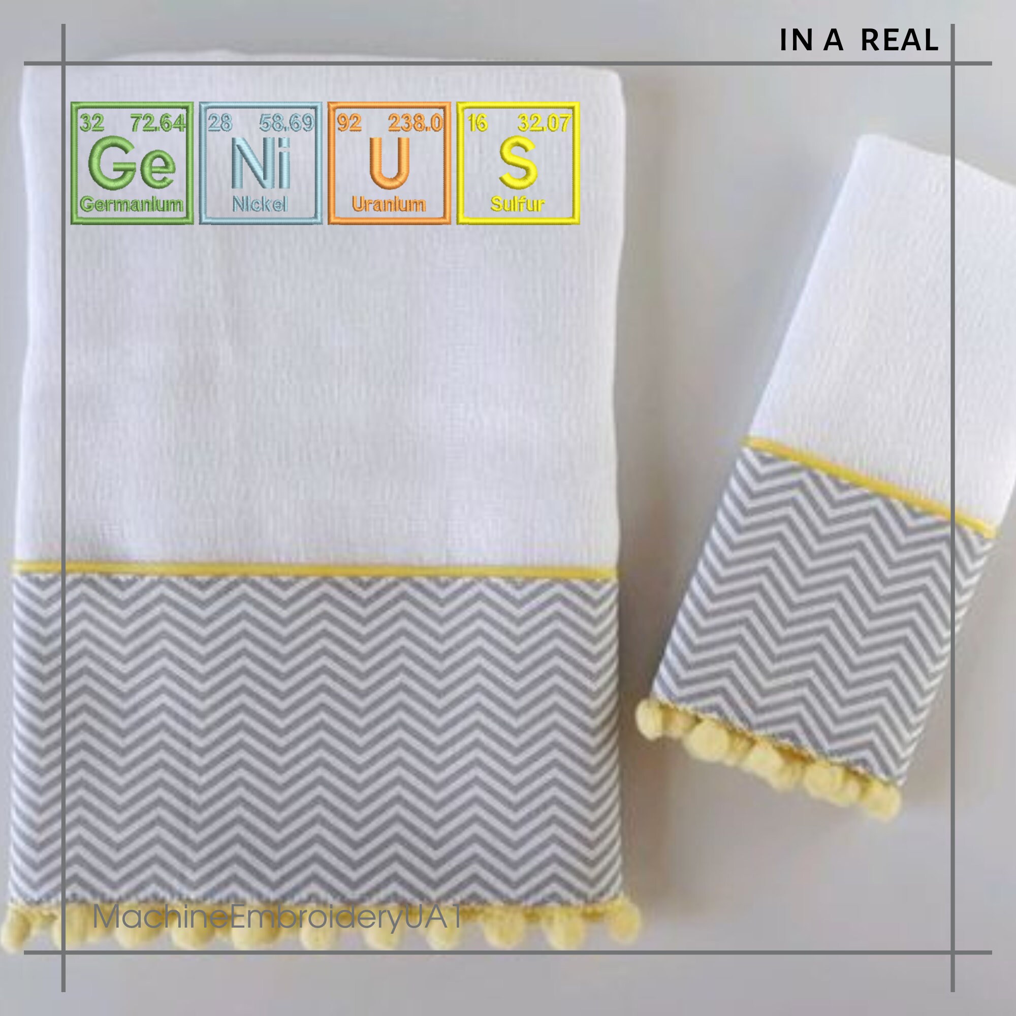 Lettering GENIUS Machine Embroidery Design - Periodic Table Embroidery ...