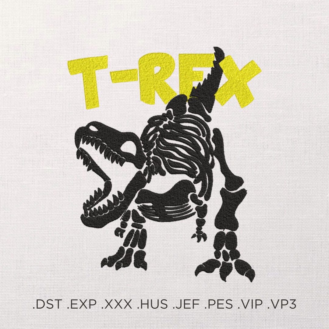 T-rex Machine Embroidery Design - Dinosaur Embroidery Files - 7 Sizes ...