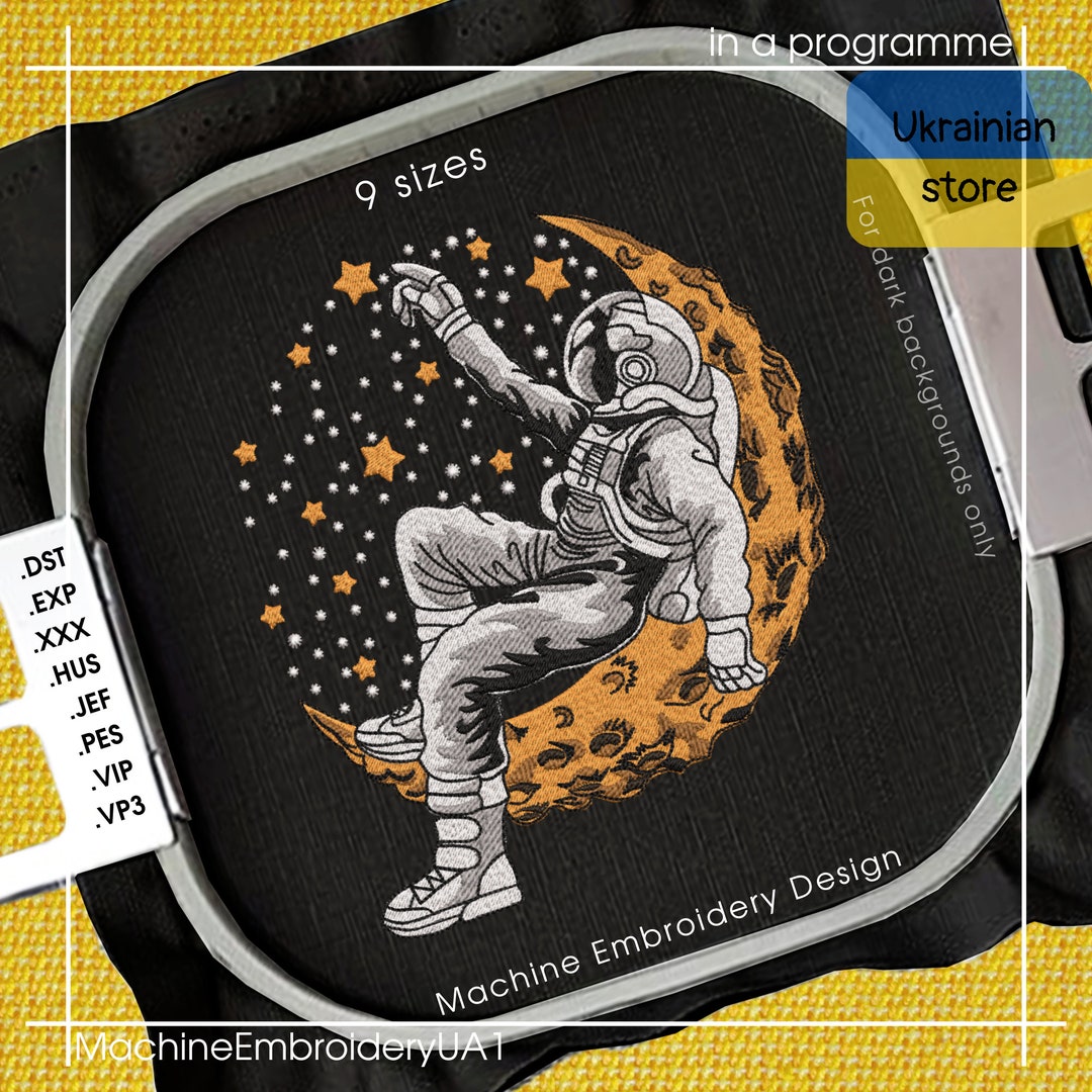 NASA Emblem Astronaut Machine Embroidery Design Space NASA Moon ...