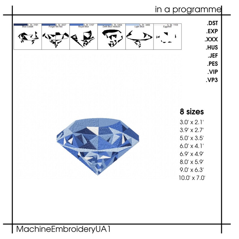 Diamond Machine Embroidery Design - Diamond Embroidery Files - 8 Sizes ...