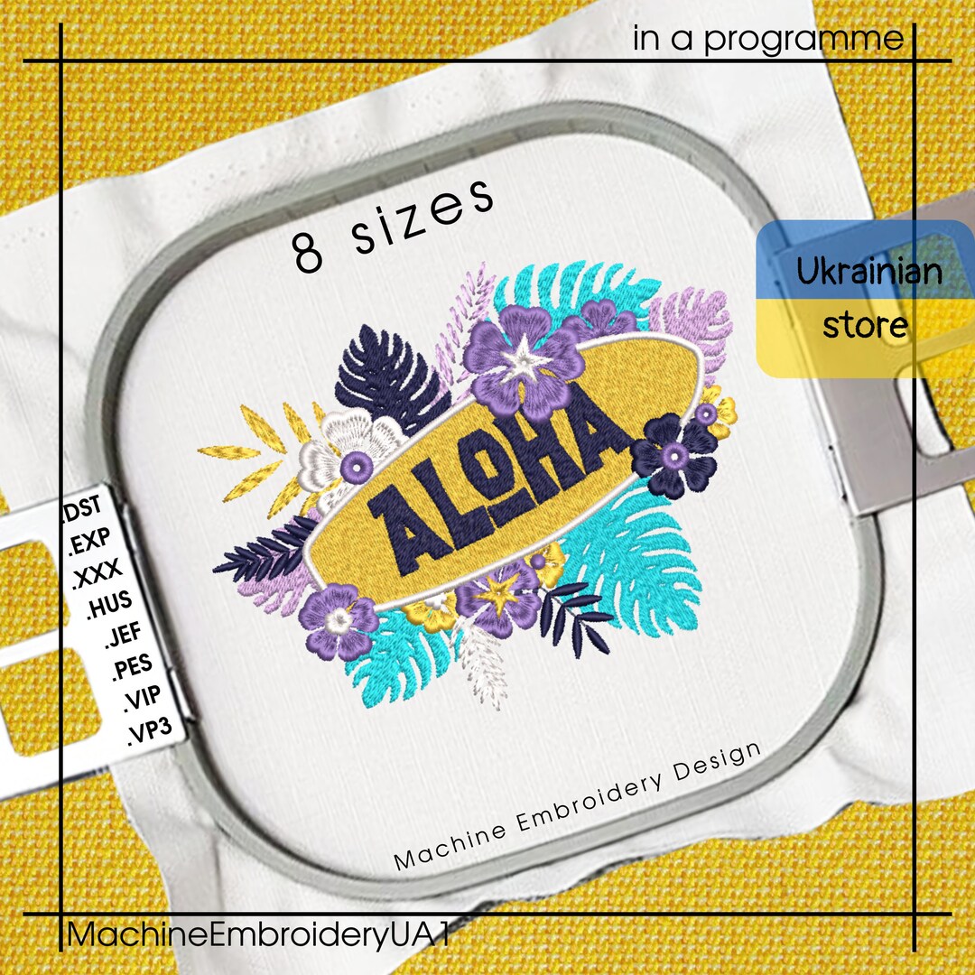 Aloha Machine Embroidery Design Hawaiian Flowers Embroidery Files 8 ...