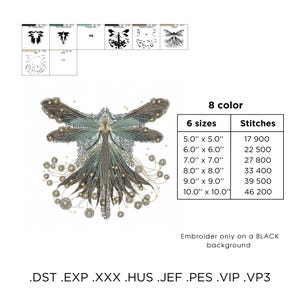 Fairy With Wings Embroidery Design, Fairy in Flight Embroidery Machine ...