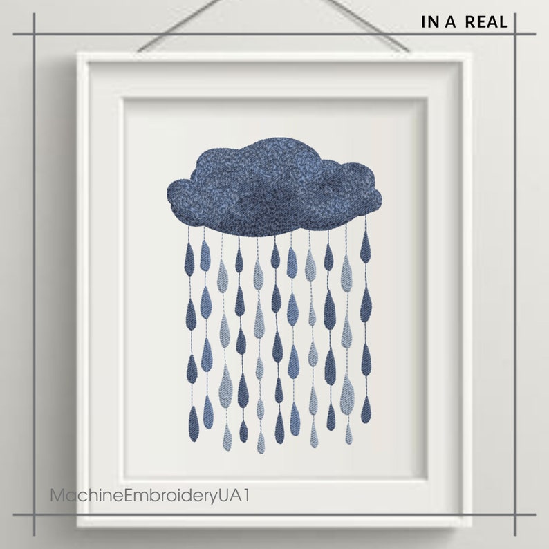 Cloud and Rain Machine Embroidery Design Cloud Embroidery - Etsy