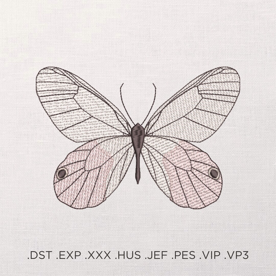 Cute Butterfly Machine Embroidery Design, Soft Pink Embroidery Pattern ...