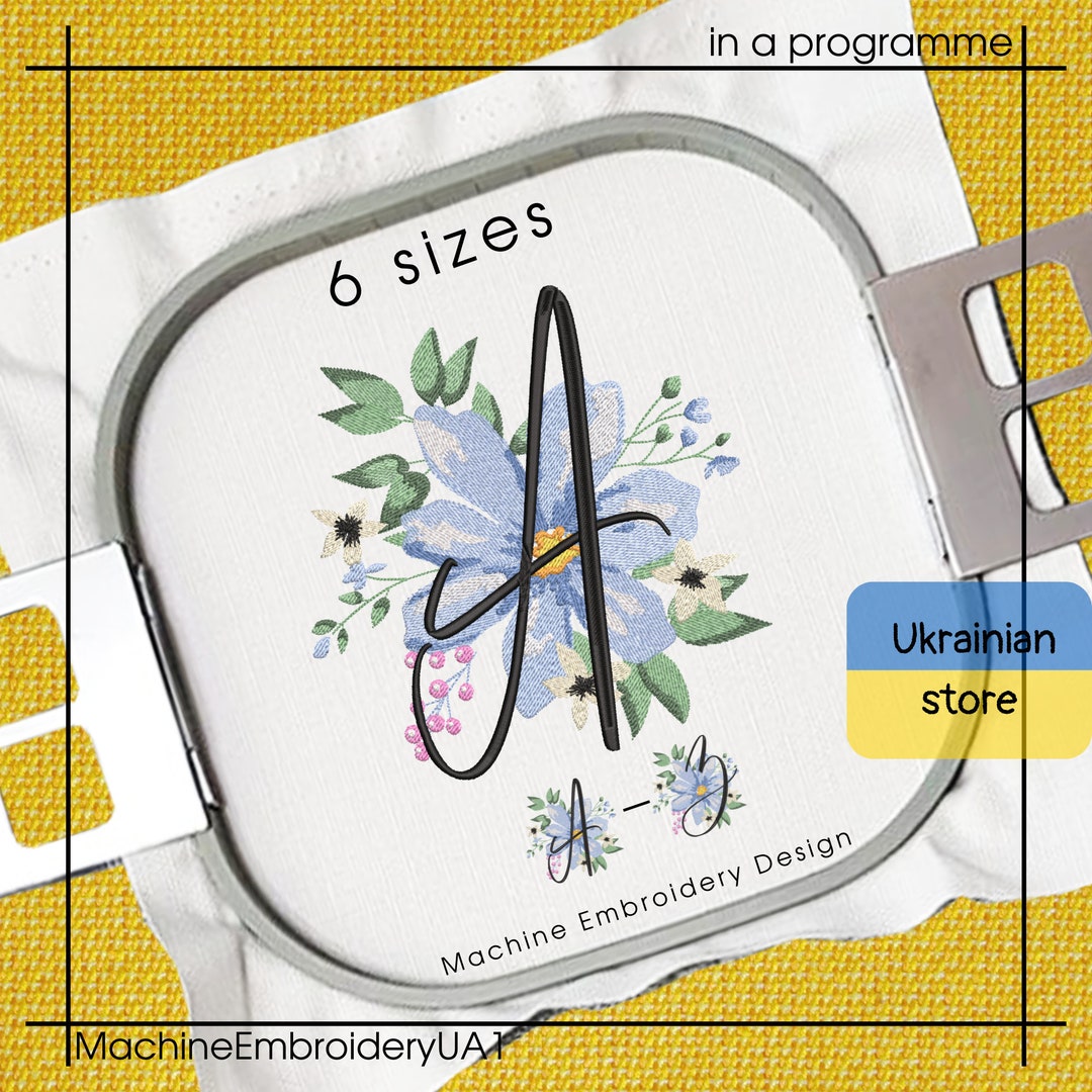 Floral Monogram Machine Embroidery Design 6 Sizes Instant Download - Etsy