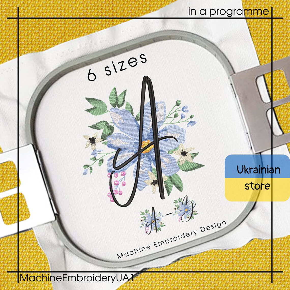 Floral Monogram Machine Embroidery Design 6 Sizes - Etsy