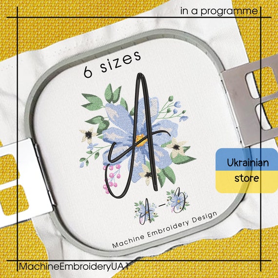 Floral Monogram Machine Embroidery Design 6 Sizes | Etsy