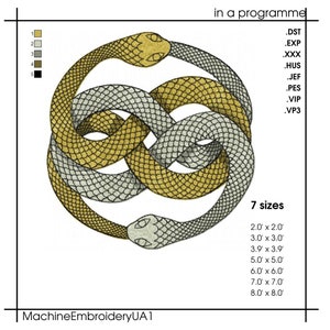 Amulet Woven Snakes Machine Embroidery Design - Two Snakes Amulet ...