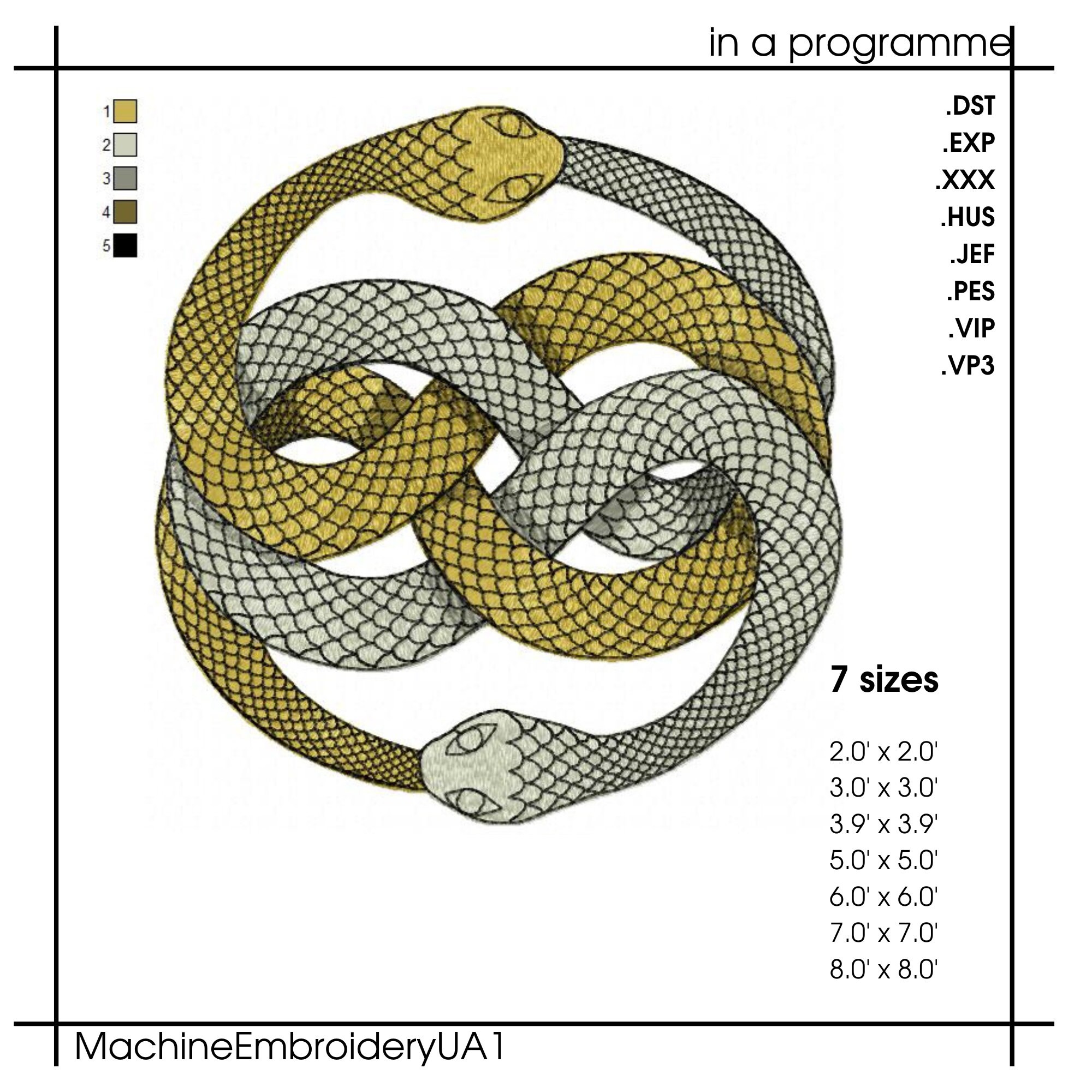 Amulet Woven Snakes Machine Embroidery Design Two Snakes - Etsy