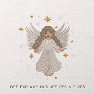 Christmas Angel Machine Embroidery Design, Angel With Wings Embroidery ...
