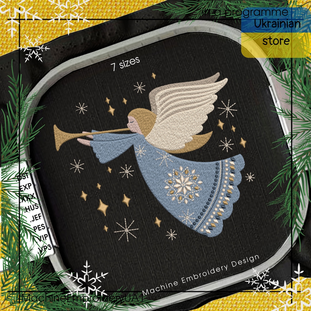 Christmas Angel Machine Embroidery Design Angel Embroidery Files 7 ...