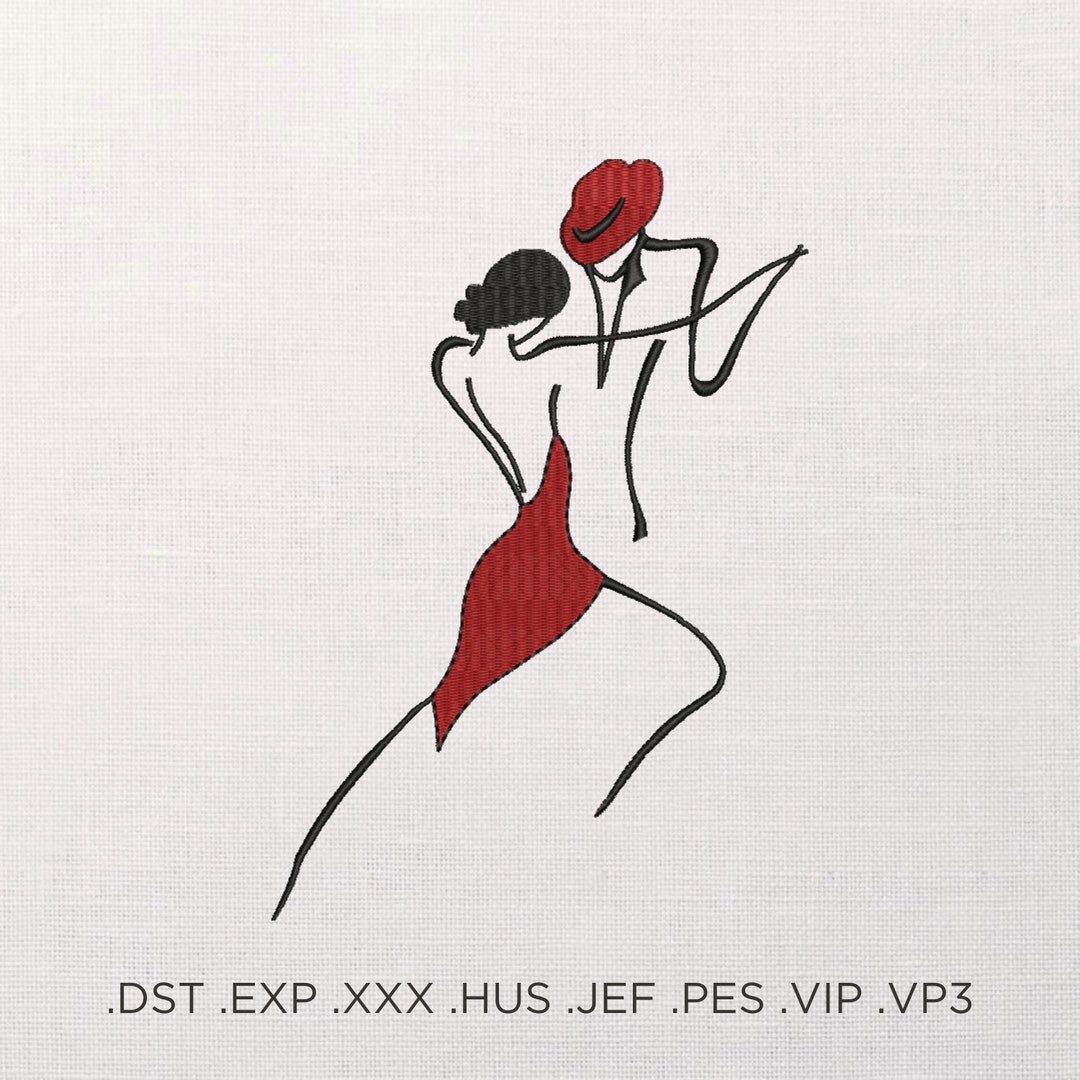Passionate Tango Silhouette Machine Embroidery Design – Red Dress Lady ...