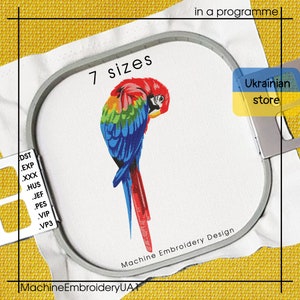 Parrot Machine Embroidery Design Parrot Embroidery Files 7 Sizes ...