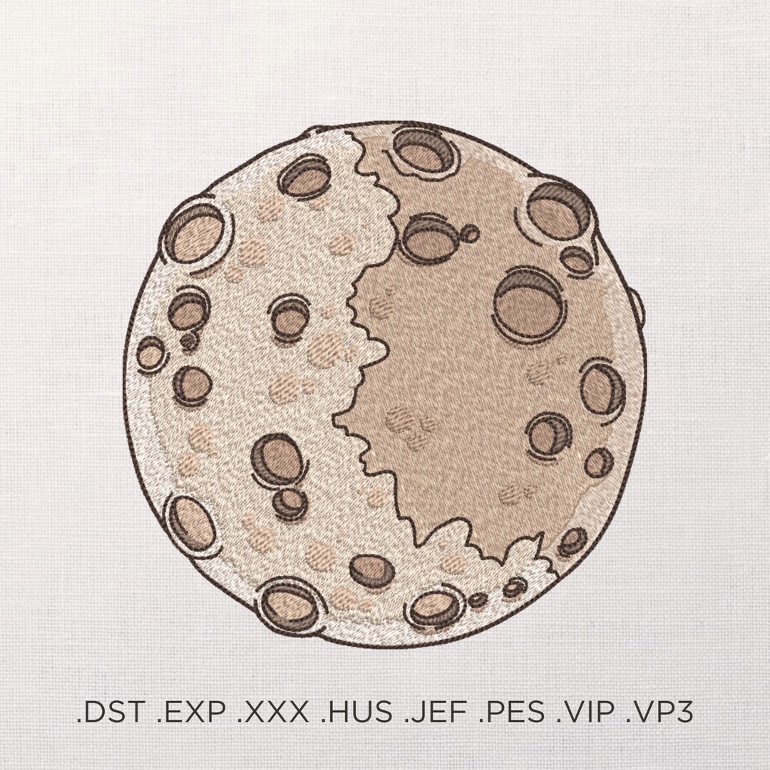 Moon Machine Embroidery Design, Space Theme Embroidery Pattern, Full ...