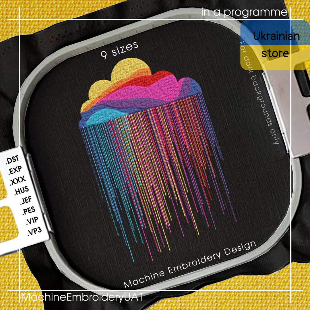 Cloud and Rain Machine Embroidery Design Rainbow Rain Embroidery Files ...