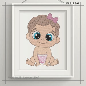 Baby Girl Machine Embroidery Design Cute Baby Pink Embroidery Files 6 ...
