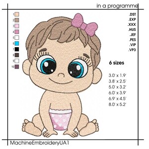 Baby Girl Machine Embroidery Design Cute Baby Pink Embroidery Files 6 ...