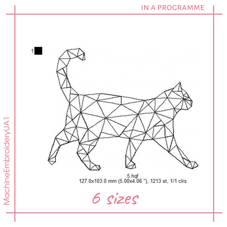 Stylish Geometric Cat Embroidery Machine Pattern, Outline Cat ...