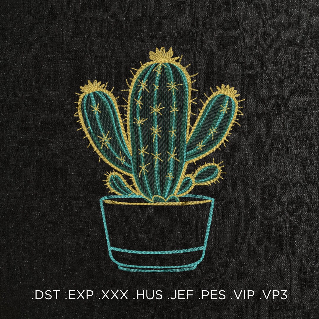 Cute Neon Cactus Machine Embroidery Design, Blooming Cactus Embroidery ...