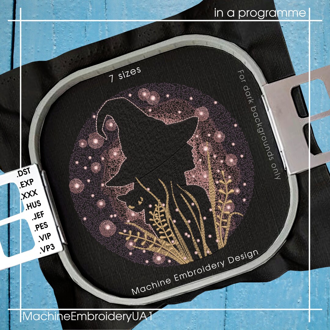 Magical Witch Machine Embroidery Design Witch Halloween Embroidery ...