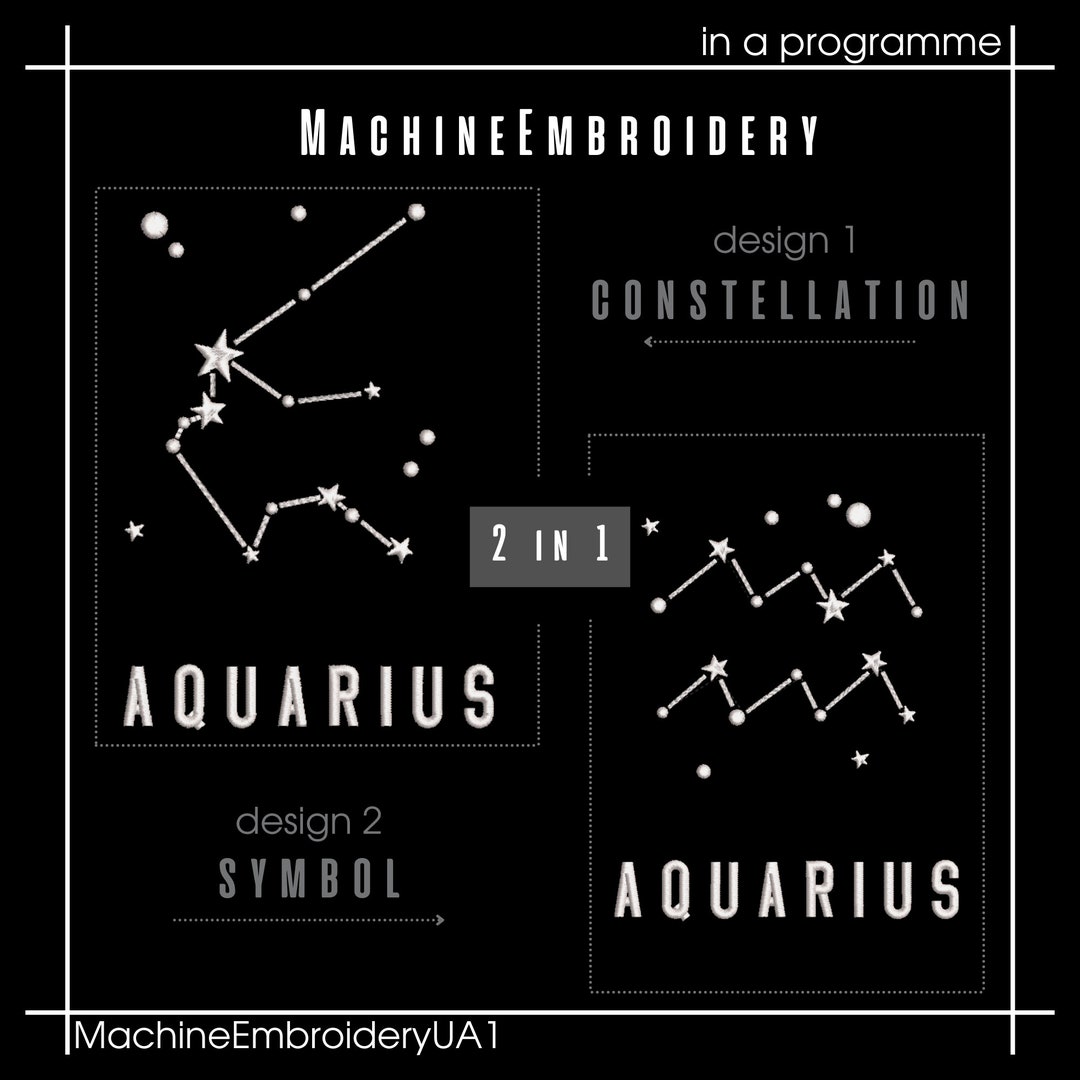 Constellation AQUARIUS Machine Embroidery Design 4 Sizes 2 Different ...