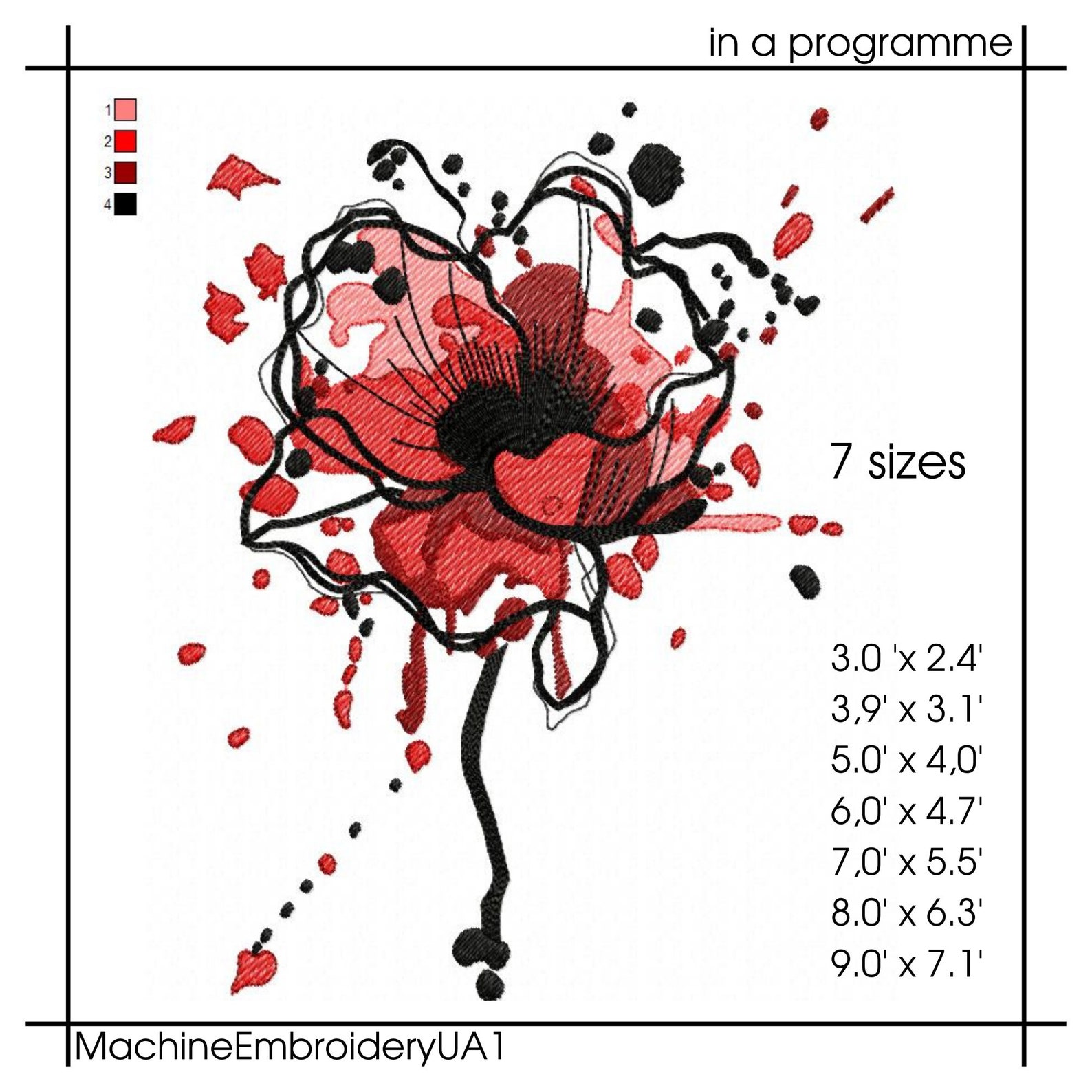 Poppy Machine Embroidery Design Watercolor Embroidery 7 - Etsy