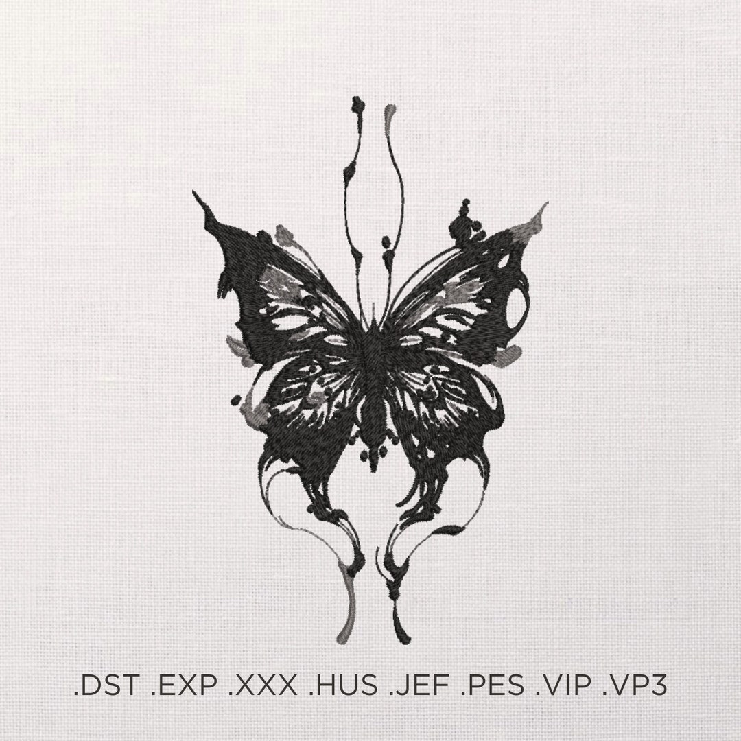Ink Butterfly Machine Embroidery Design, Blob Butterfly Embroidery ...